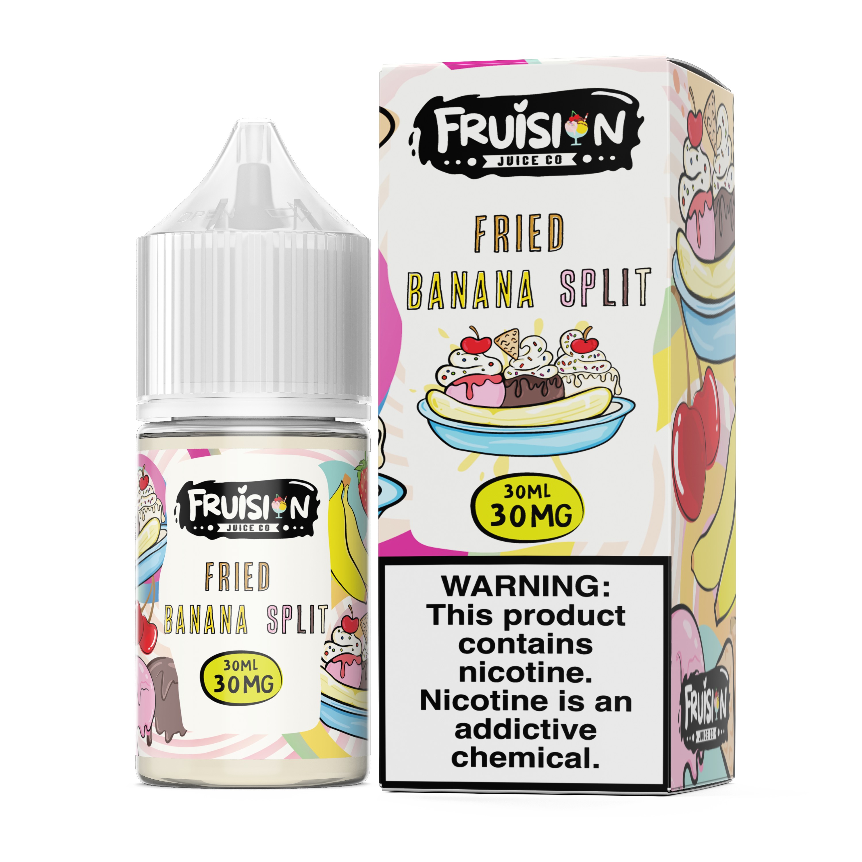 Fruision Juice Co Salt - Fried Banana Split 30mL, fruision salt