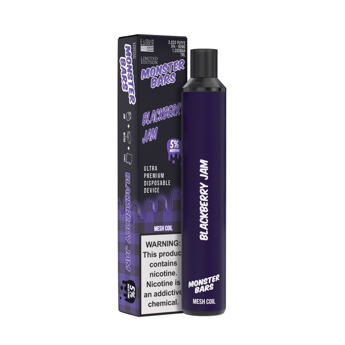 Monster Bar 3500 Disposable 5%, jam monster, monster vape labs ...