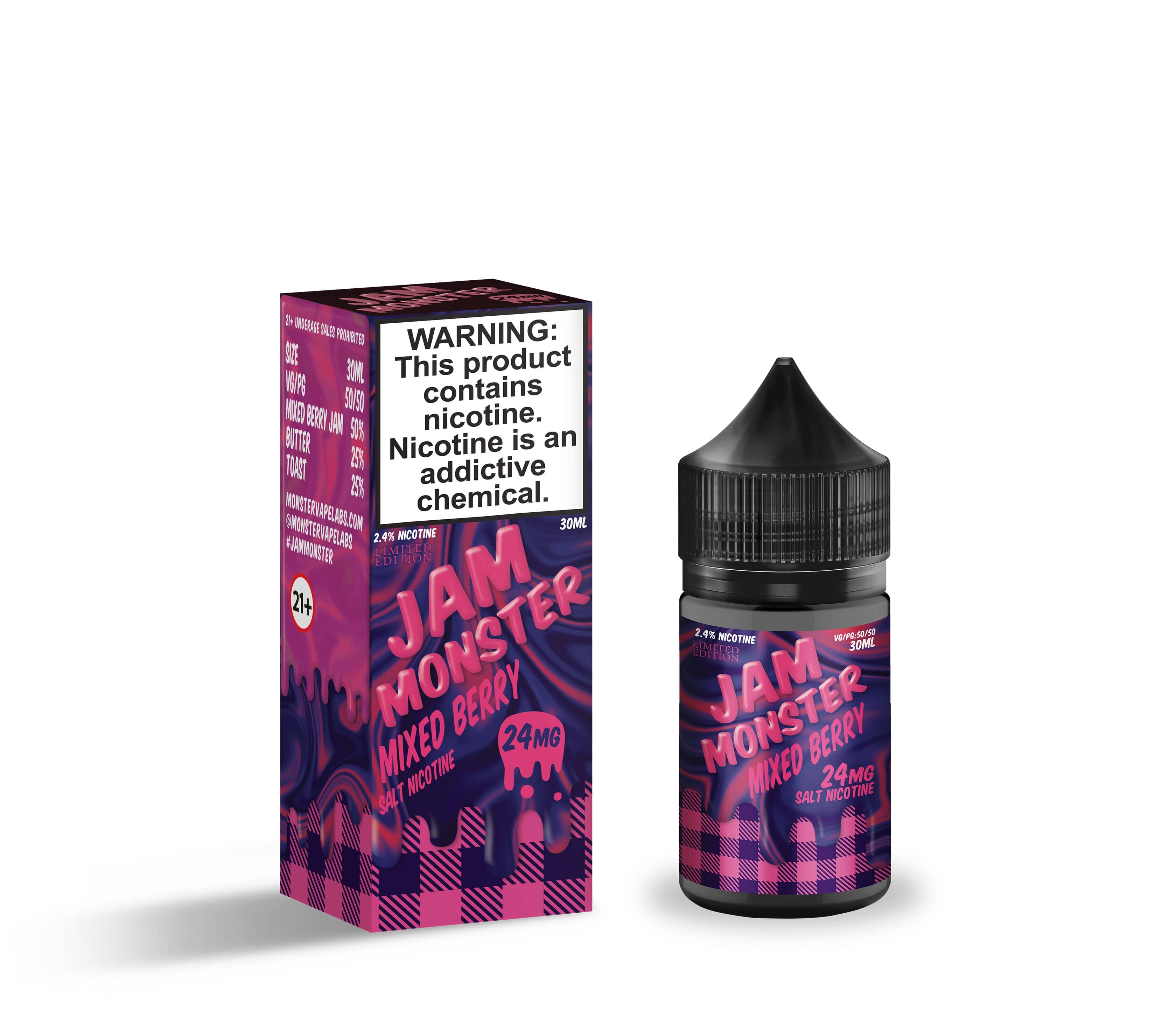 Jam MONSTER Synthetic Salt - Mixed Berry Jam 30mL, jam monster, jam ...