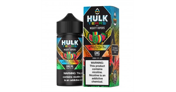Hulk Tears by Mighty Vapors - Sour Belts Straw-Melon Chew 100mL