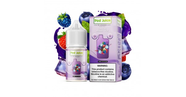 Pod Juice PJ 5000 Series Synthetic Salt - Triple Berry Ice 30mL, pod ...