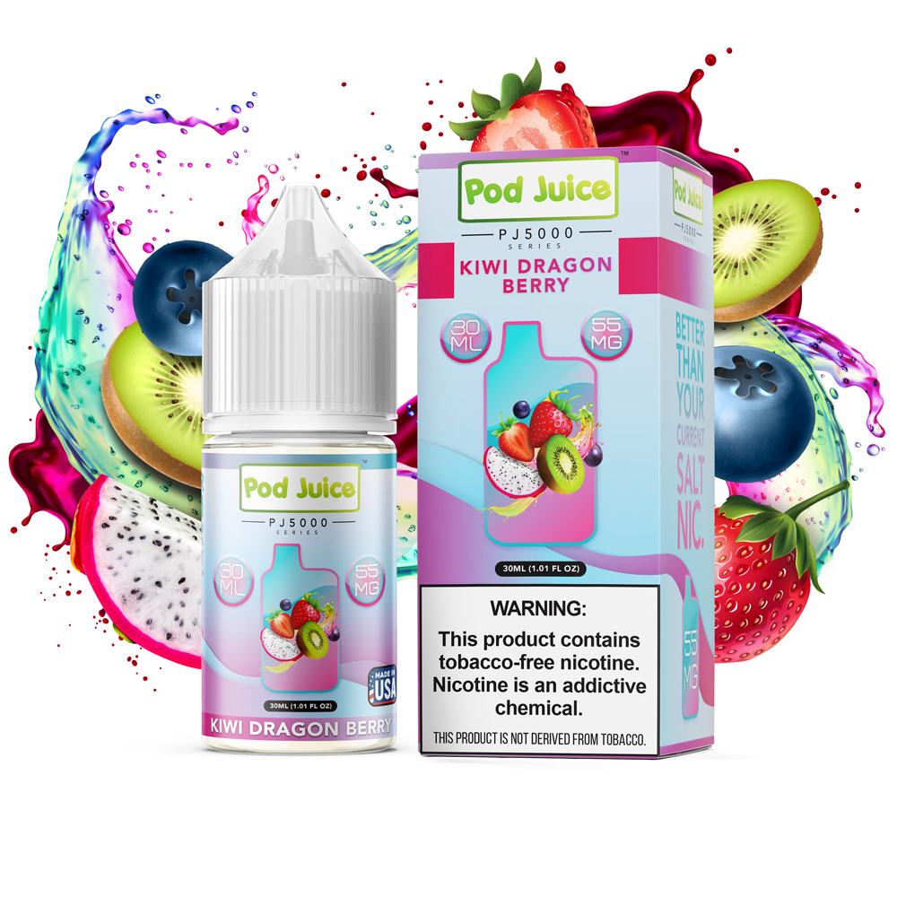 Pod Juice PJ 5000 Series Synthetic Salt - Kiwi Dragon Berry 30mL, pod ...