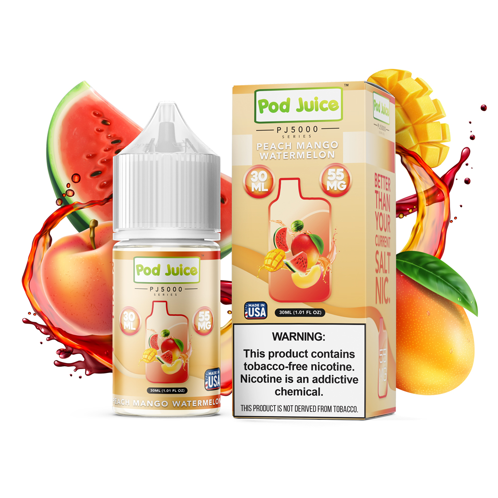 Pod Juice PJ 5000 Series Synthetic Salt - Peach Mango Watermelon 30mL ...