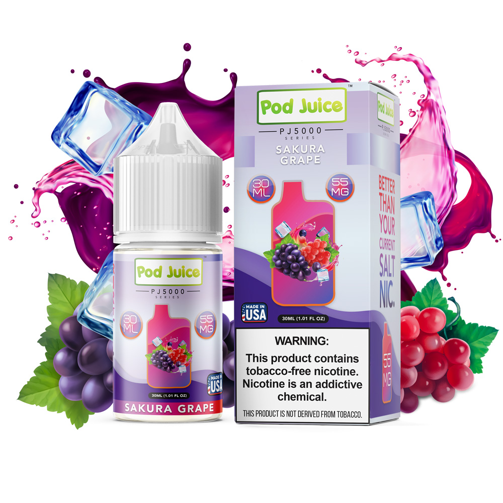Pod Juice PJ 5000 Series Synthetic Salt - Sakura Grape 30mL, pod juice ...