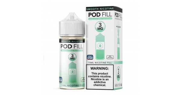 Pod Fill Unflavored Low Nicotine Base 70mL - 3mg, pod juice