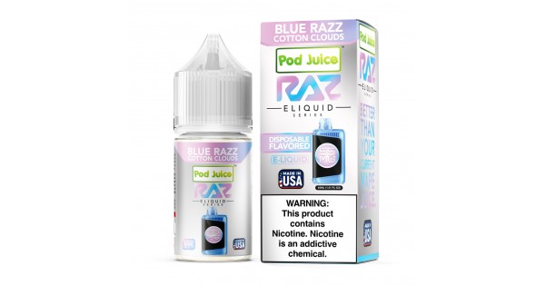 RAZ x Pod Juice Synthetic Salt - Blue Razz Cotton Clouds 30mL