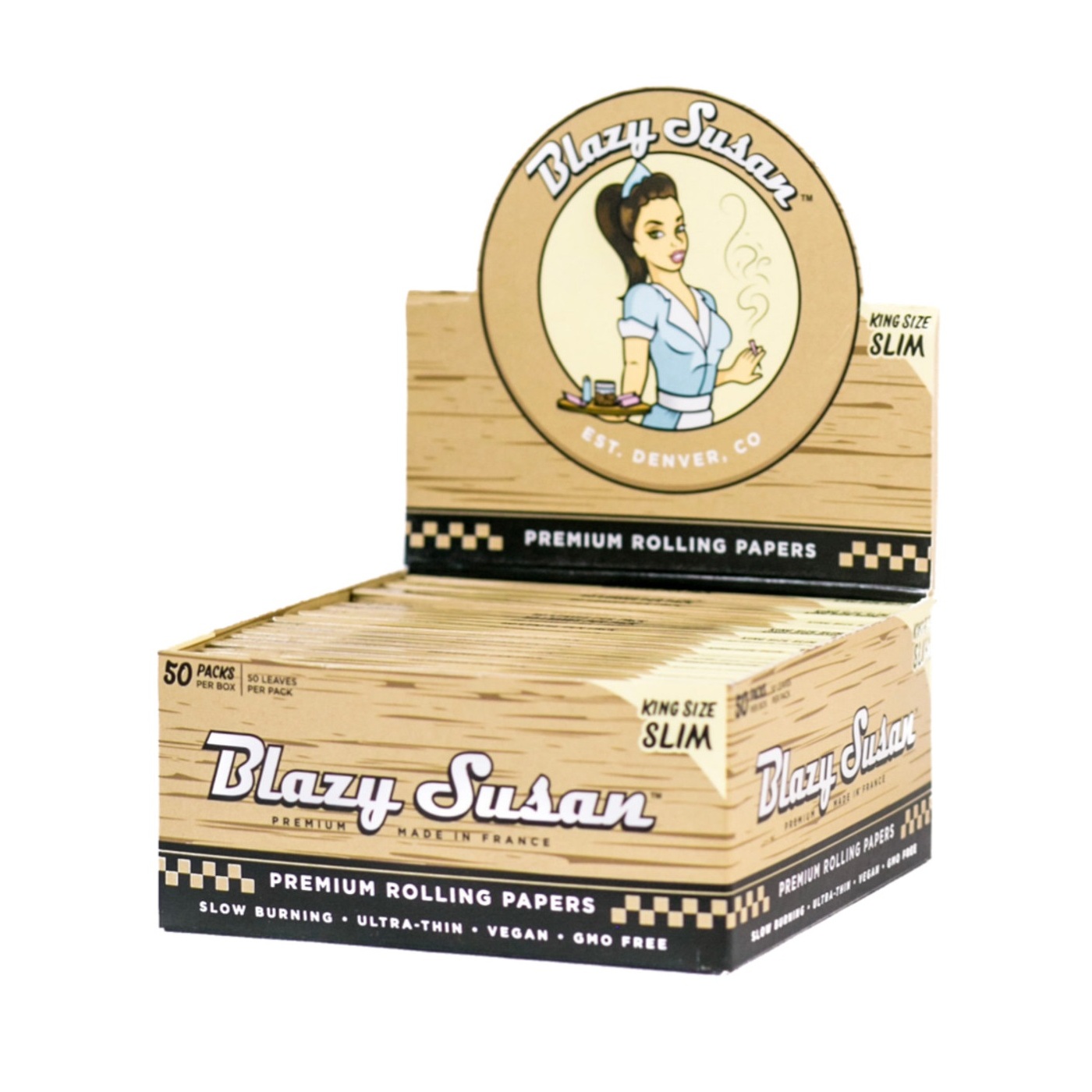 Blazy Susan King Size Slim Unbleached Rolling Papers 50ct, thc, , dry ...