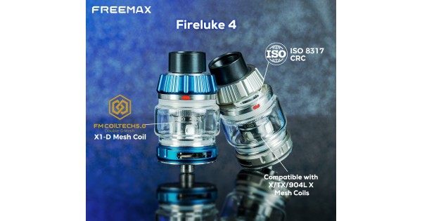 FreeMax FireLuke 4 Tank, x1-d mesh coils, fm x mesh coil series, tx ...