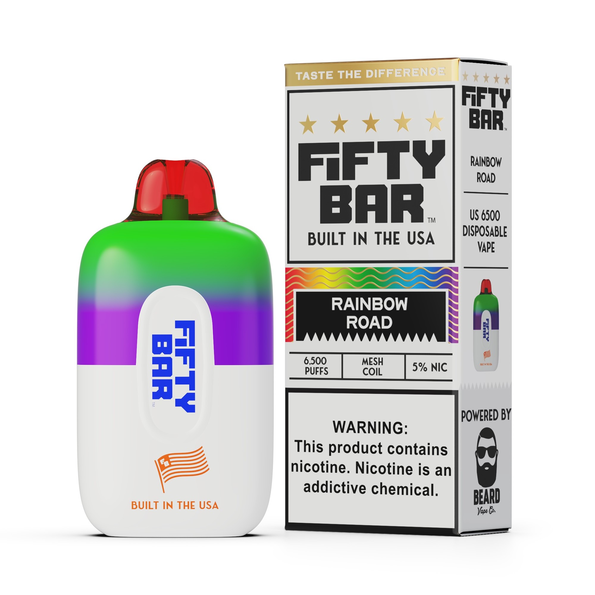 Fifty Bar 6500 Disposable 5%, beard vape co