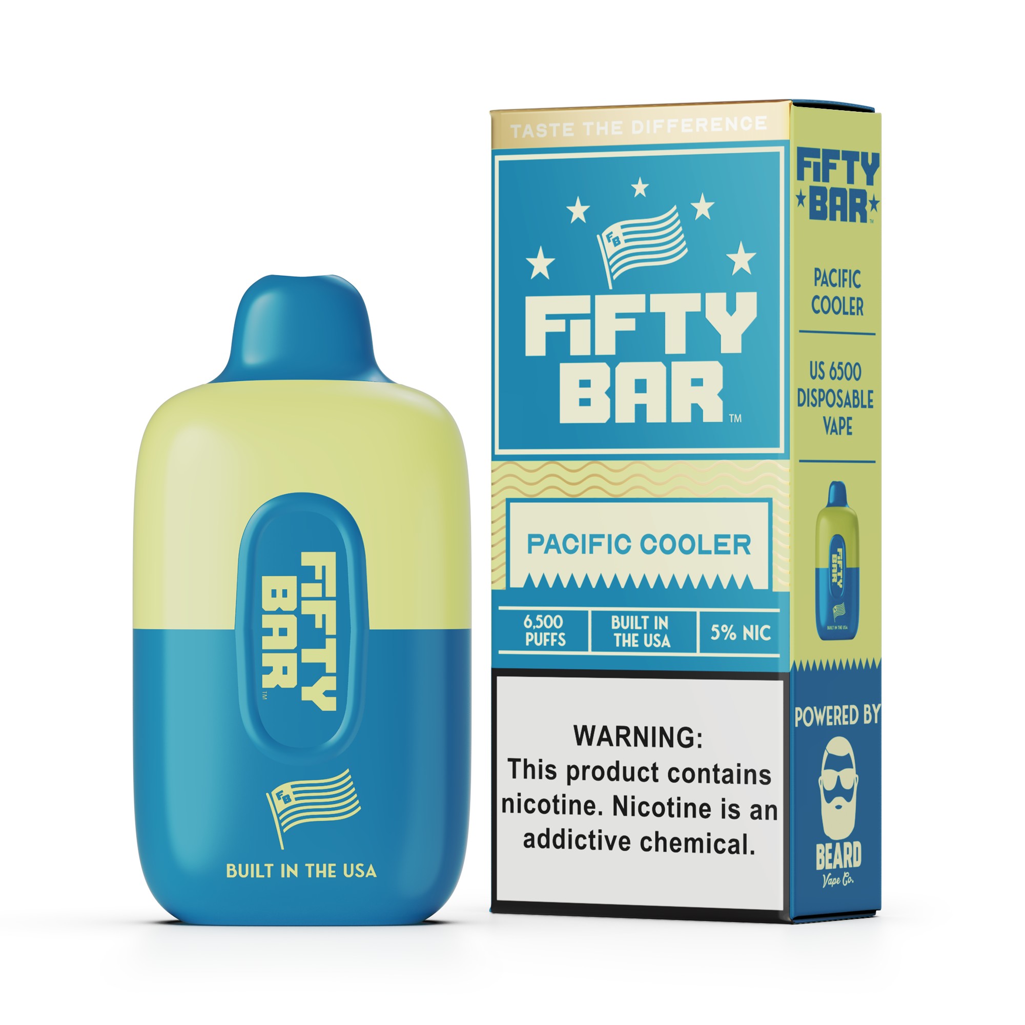 Fifty Bar 6500 Disposable 5%, beard vape co