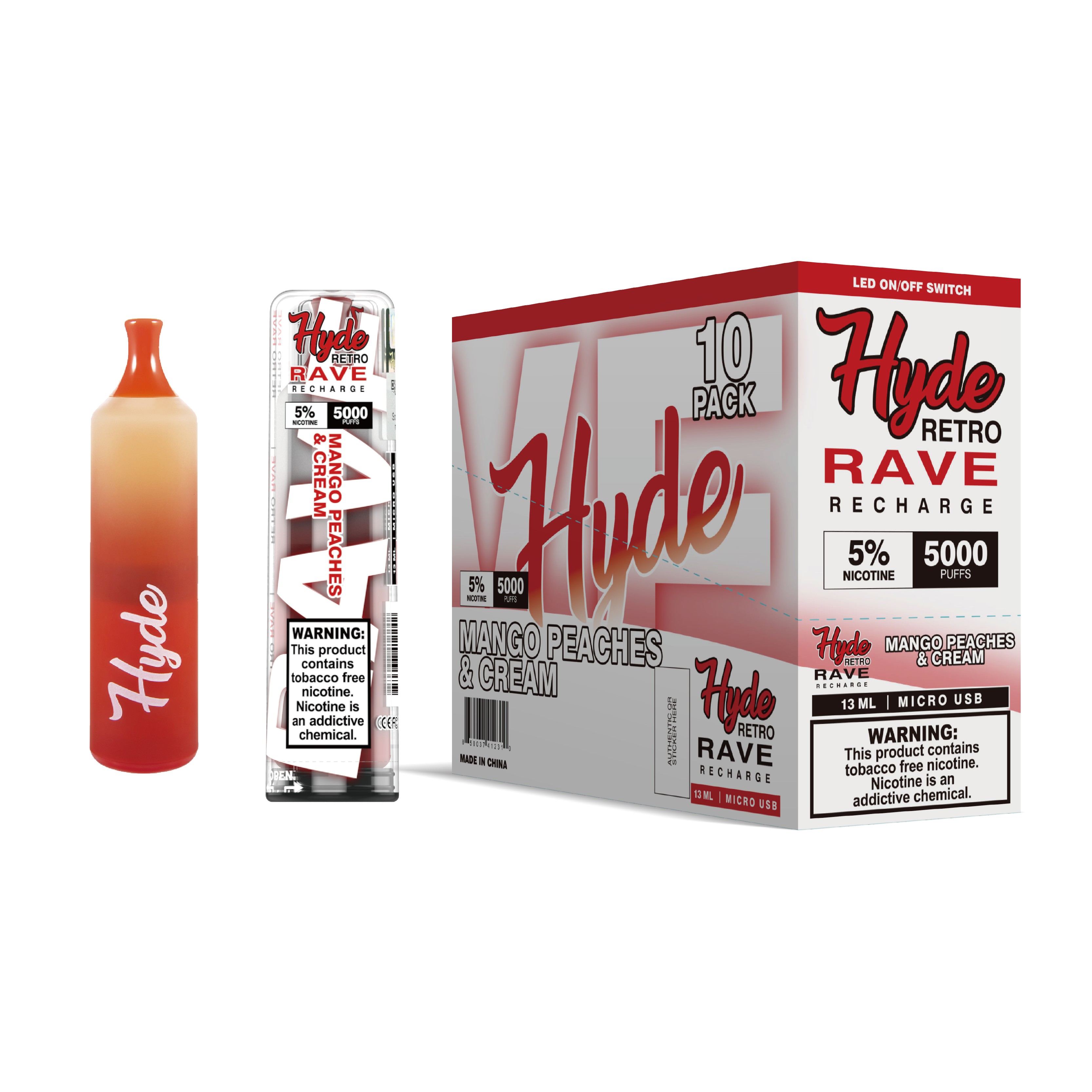 Hyde Retro RAVE Recharge 5000 Puffs, hyde disposable