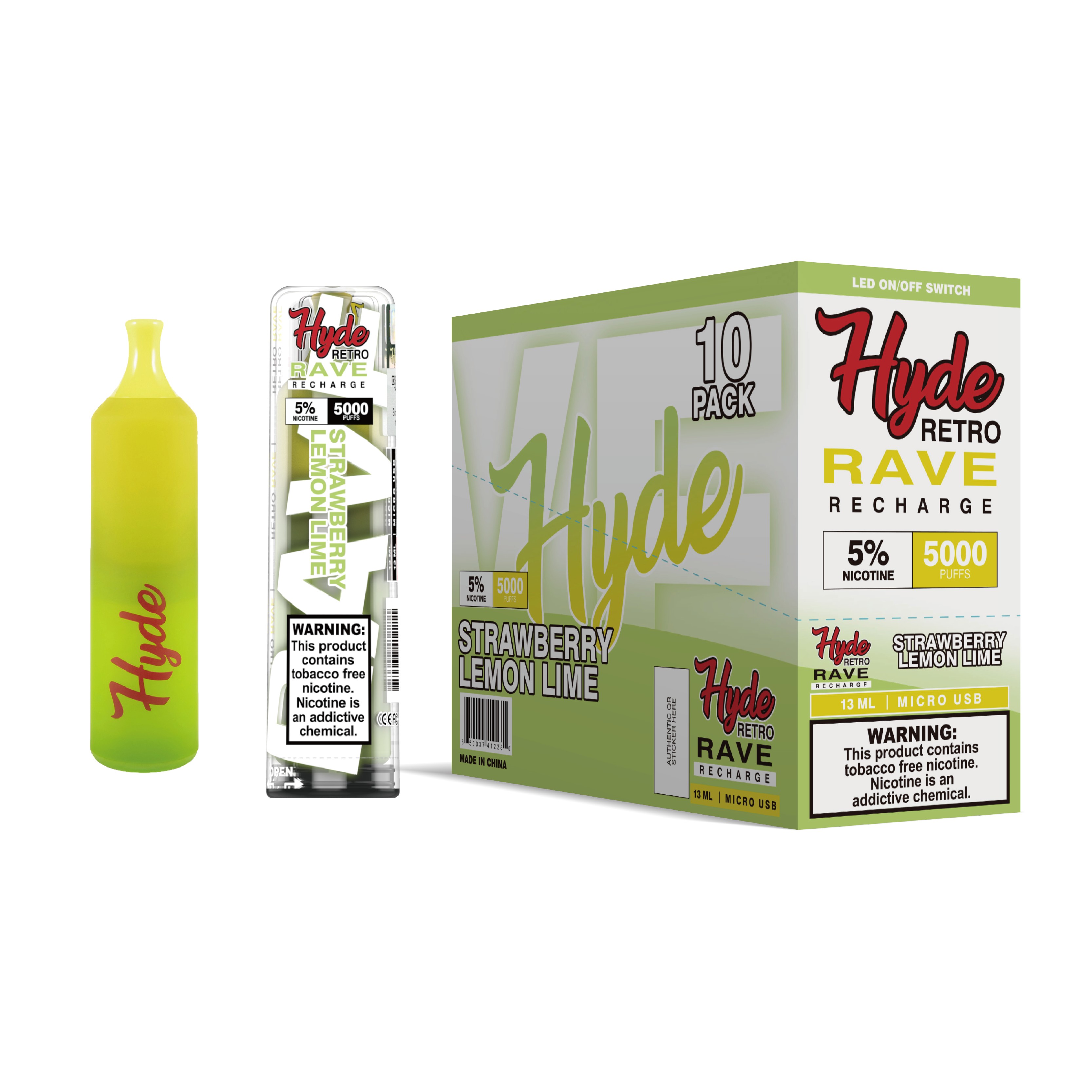 Hyde Retro RAVE Recharge 5000 Puffs, hyde disposable