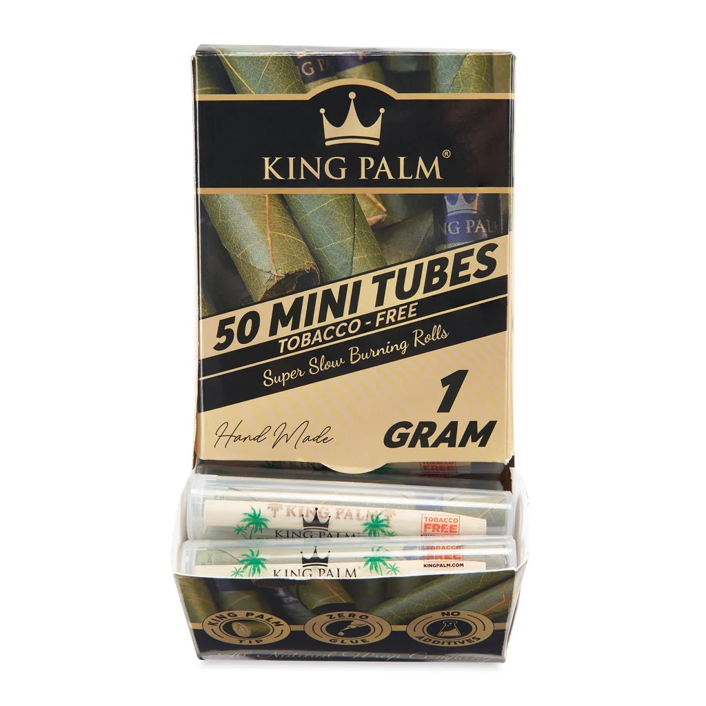 King Palm Single Natural Leaf Tubes 50CT Dispenser Display - Mini Size ...