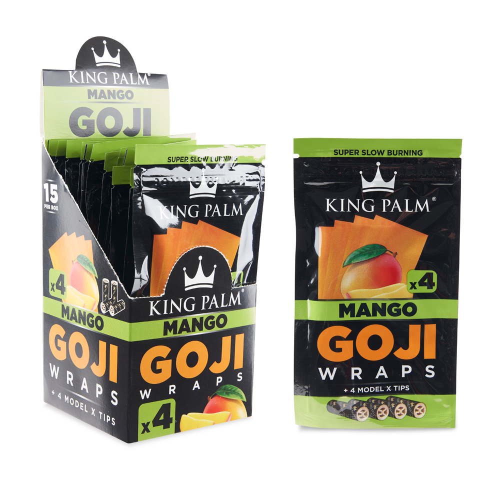 King Palm Goji Wraps 4pk w/ Tips Display 15CT, thc, , dry herb, flower ...