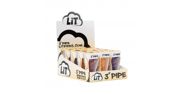 LiT Brands 3" Pipe Assorted Display 12CT, lit pipes, thc, , dry herb ...