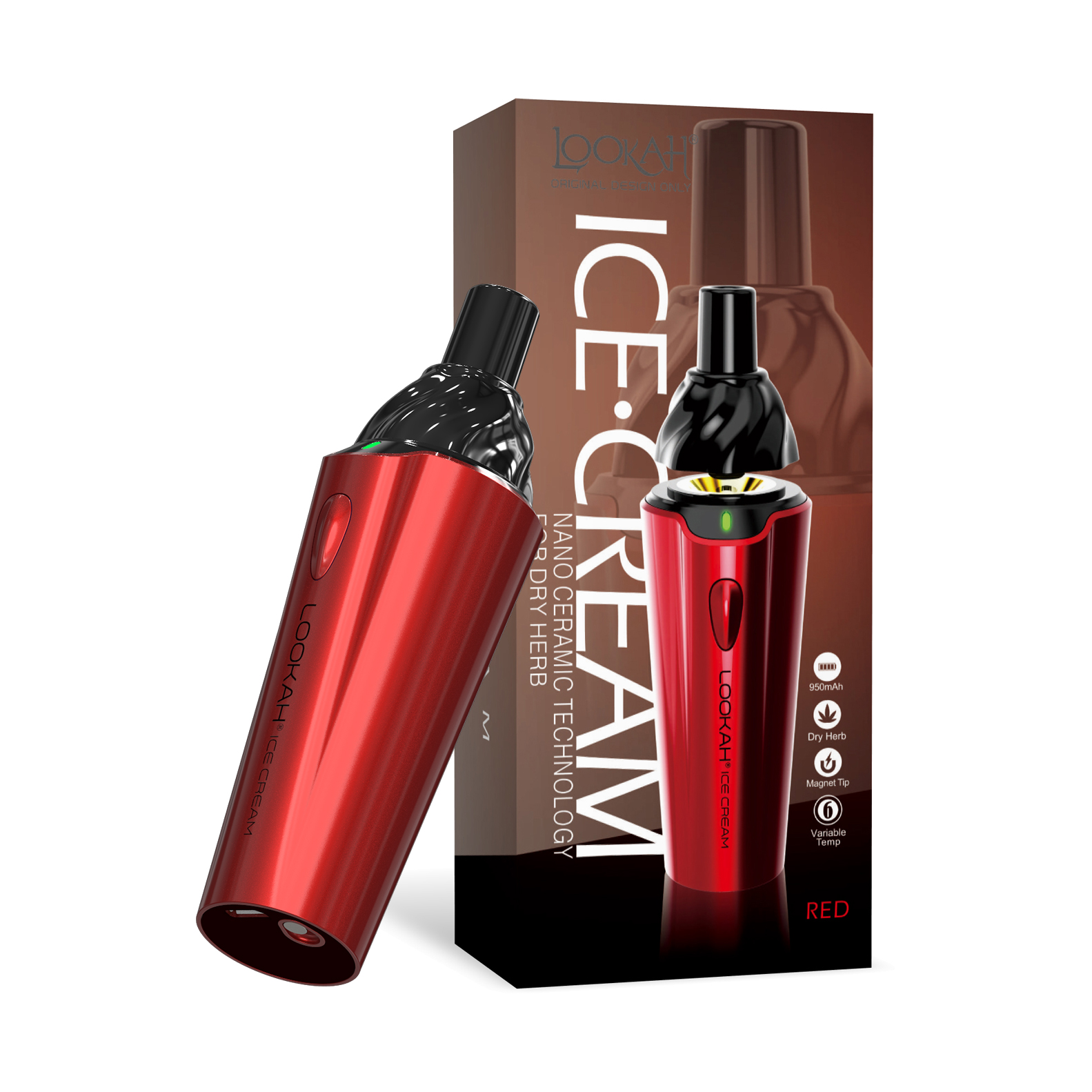 Lookah Ice Cream Vaporizer, thc, , dry herb, flower, conduction ...