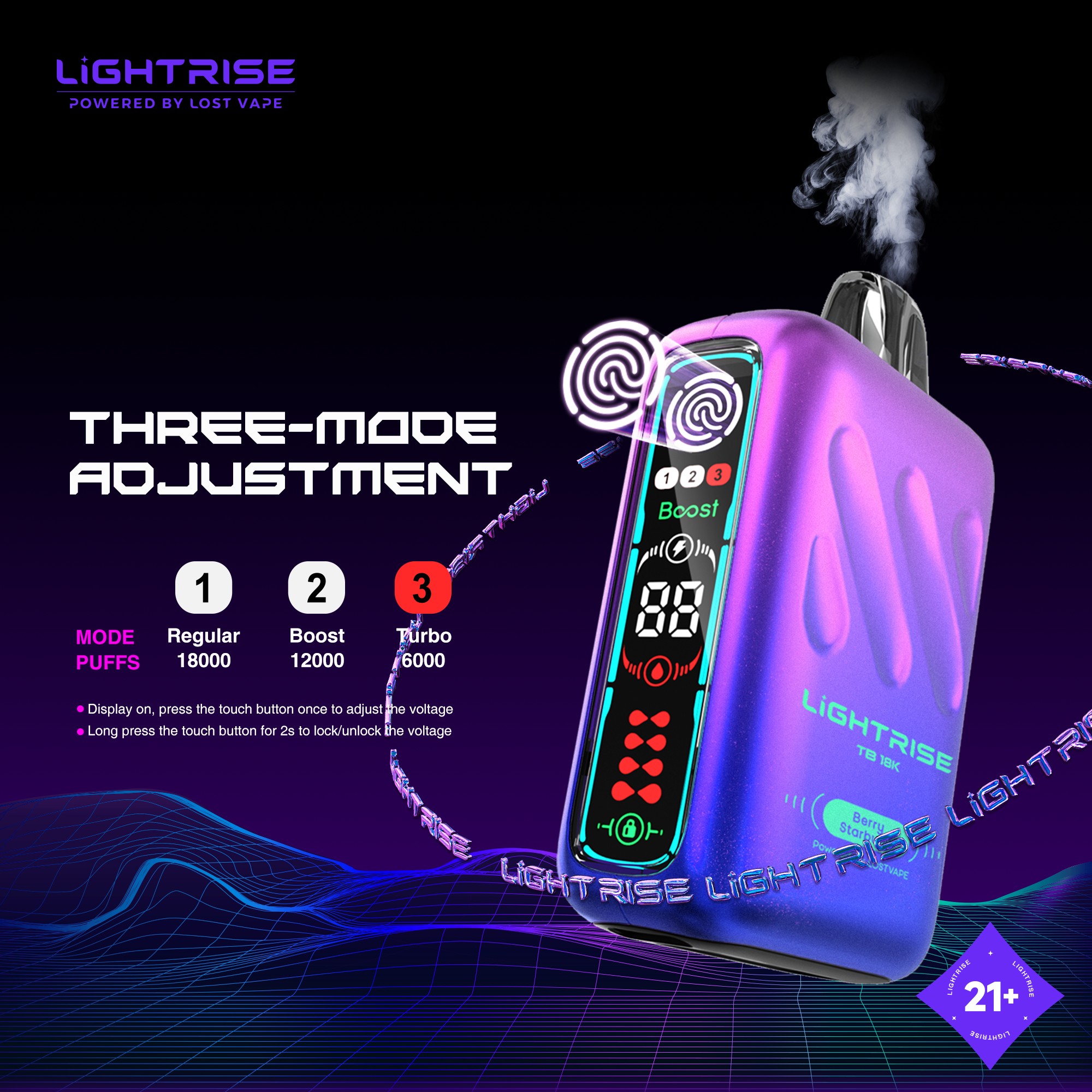 LIGHTRISE TB 18K Disposable 5%, lost vape, tb18k