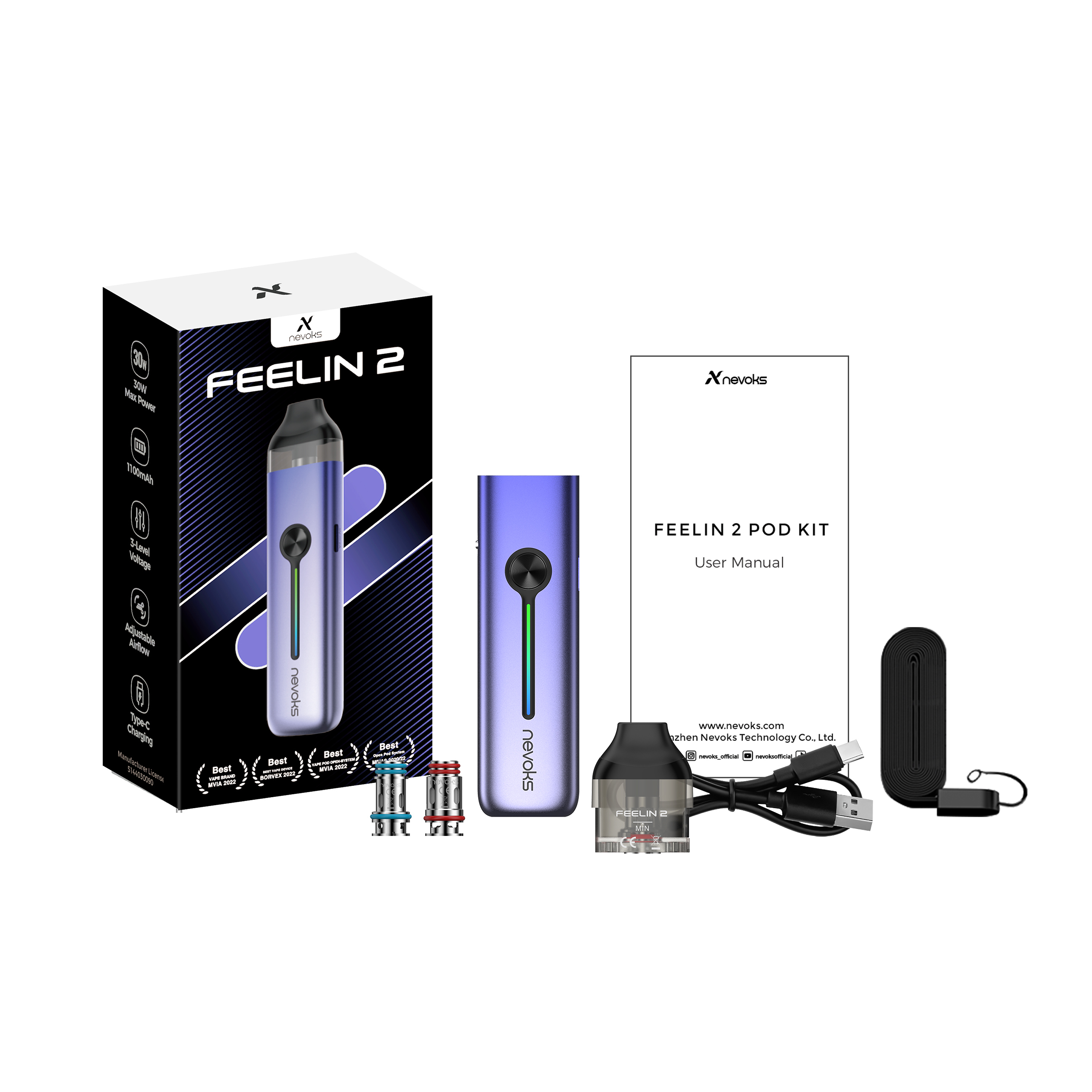Nevoks Feelin 2 Pod Kit, feelin 2 empty replacement pods 2pk, spl10 ...