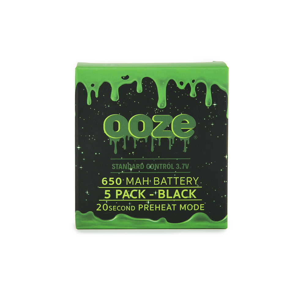 OOZE Standard 5pk 650mAh Batteries, preheat, 510, aromatherapy, alternative