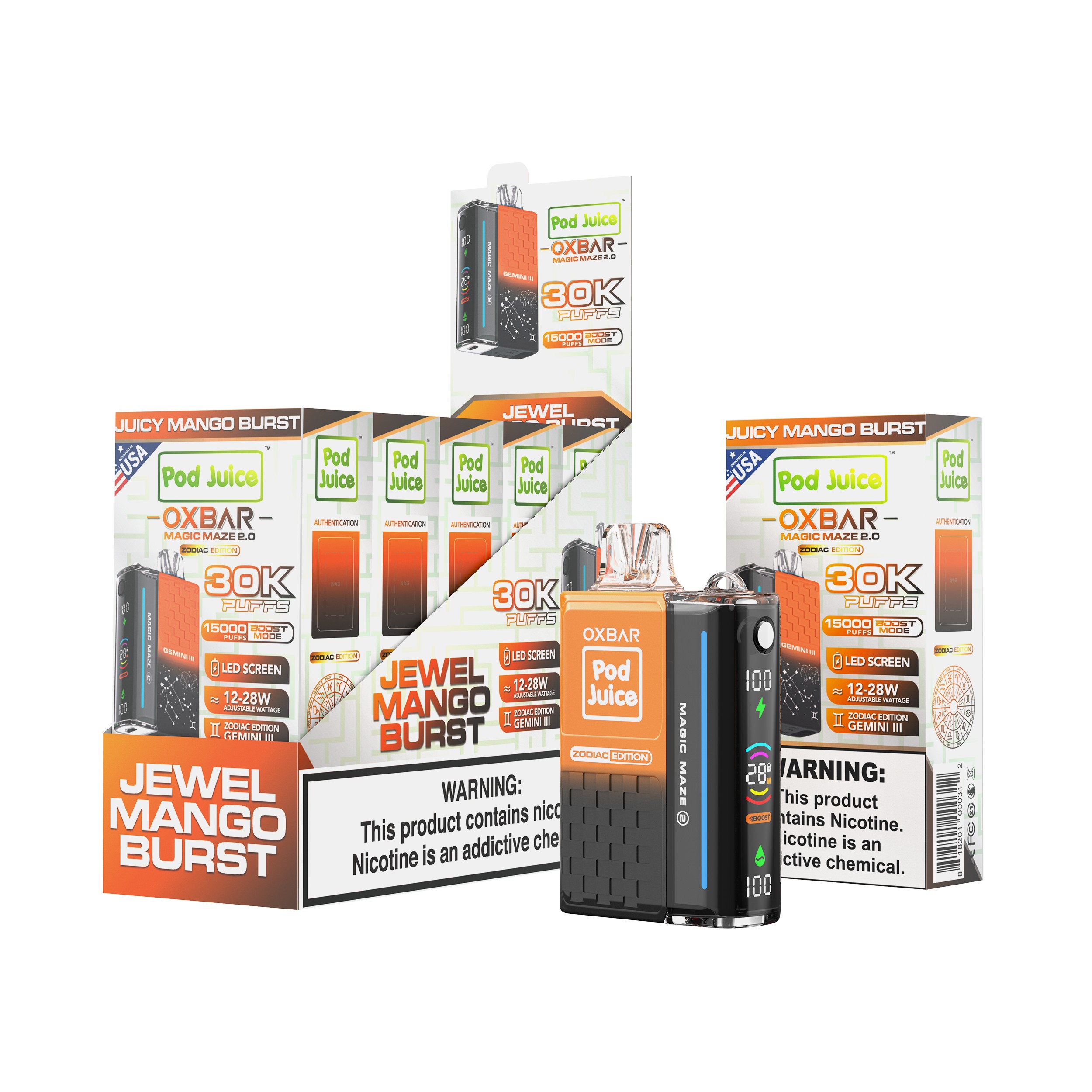 Pod Juice x OXBAR 30K Magic Maze 2 Disposable 5%, zodiac edition