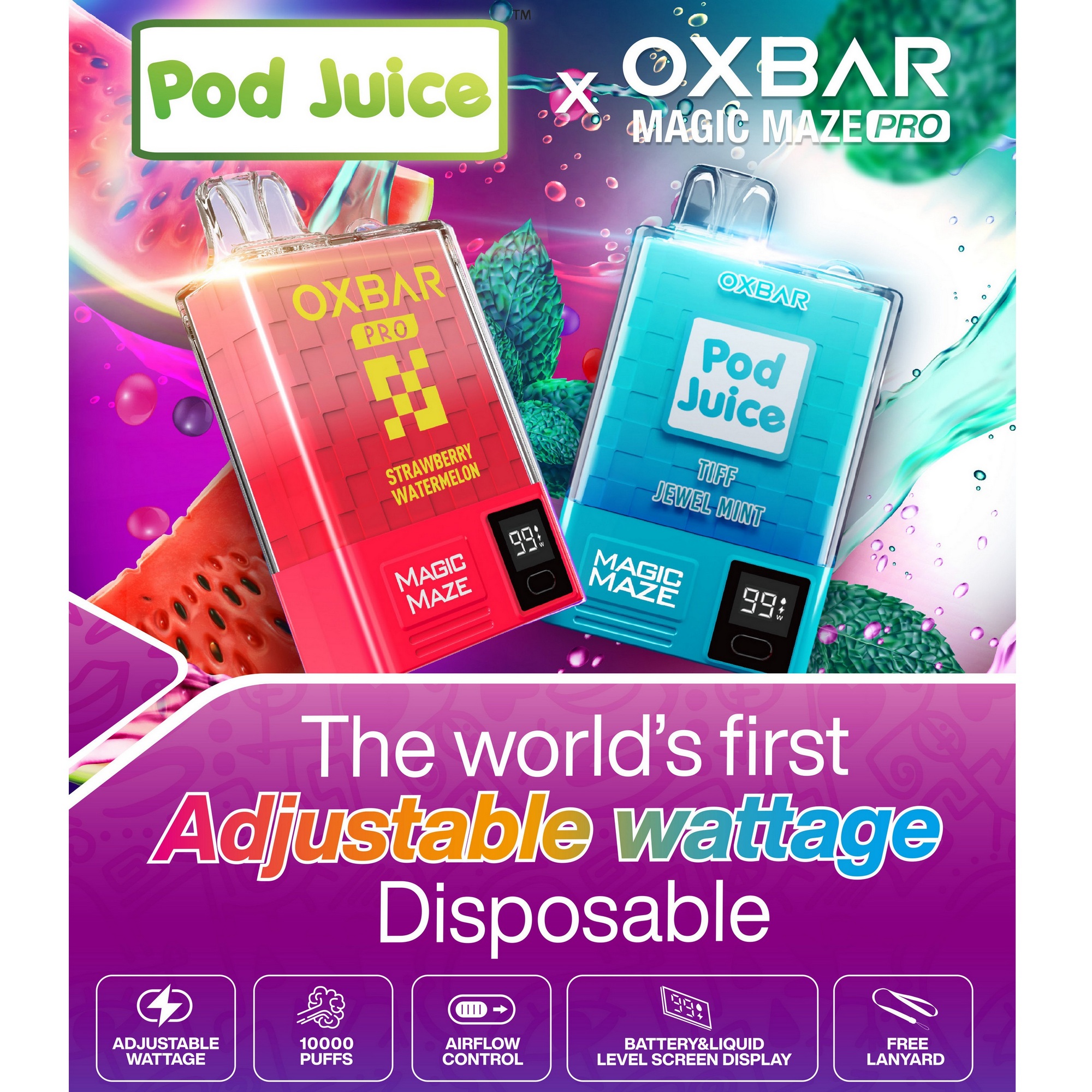Pod Juice x OXBAR Magic Maze Pro 10K Disposable 5%, 2deal