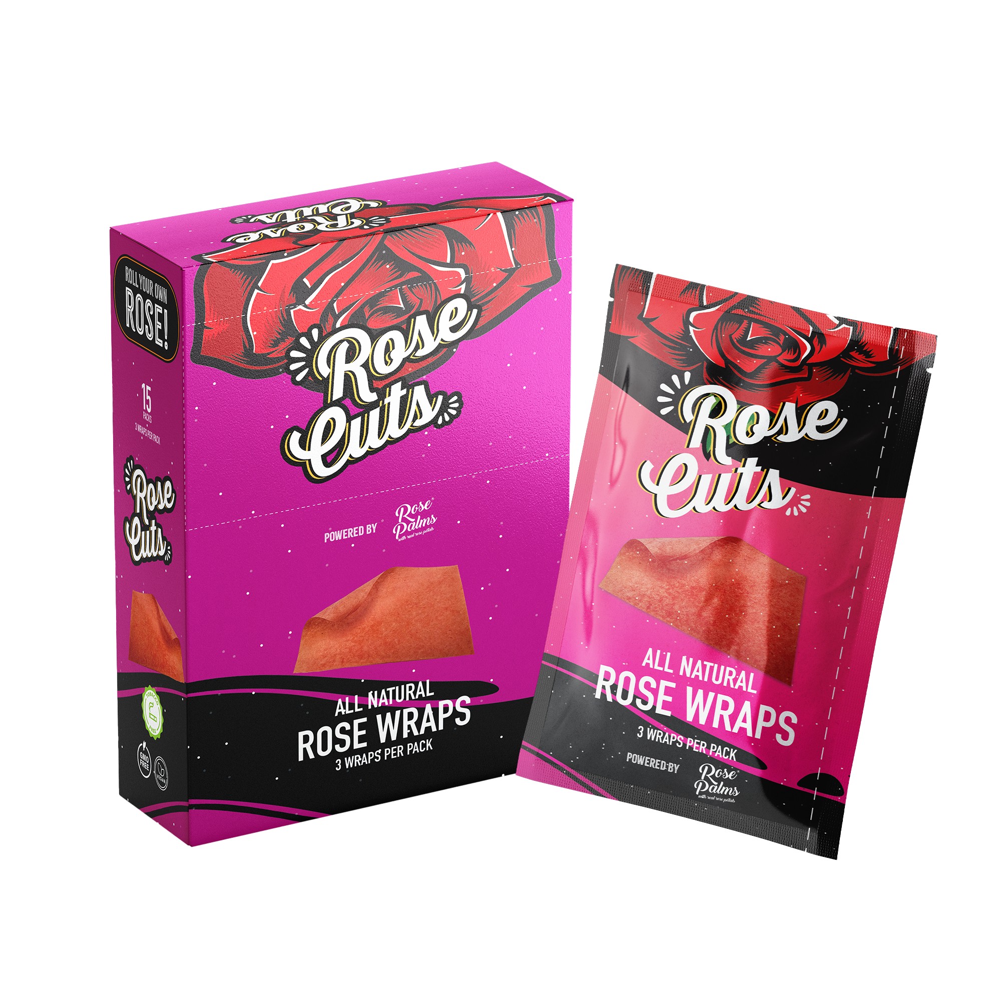 Rose Cuts by Rose Palms - Pink Rose Wraps 3pk Display Box 15CT, thc ...