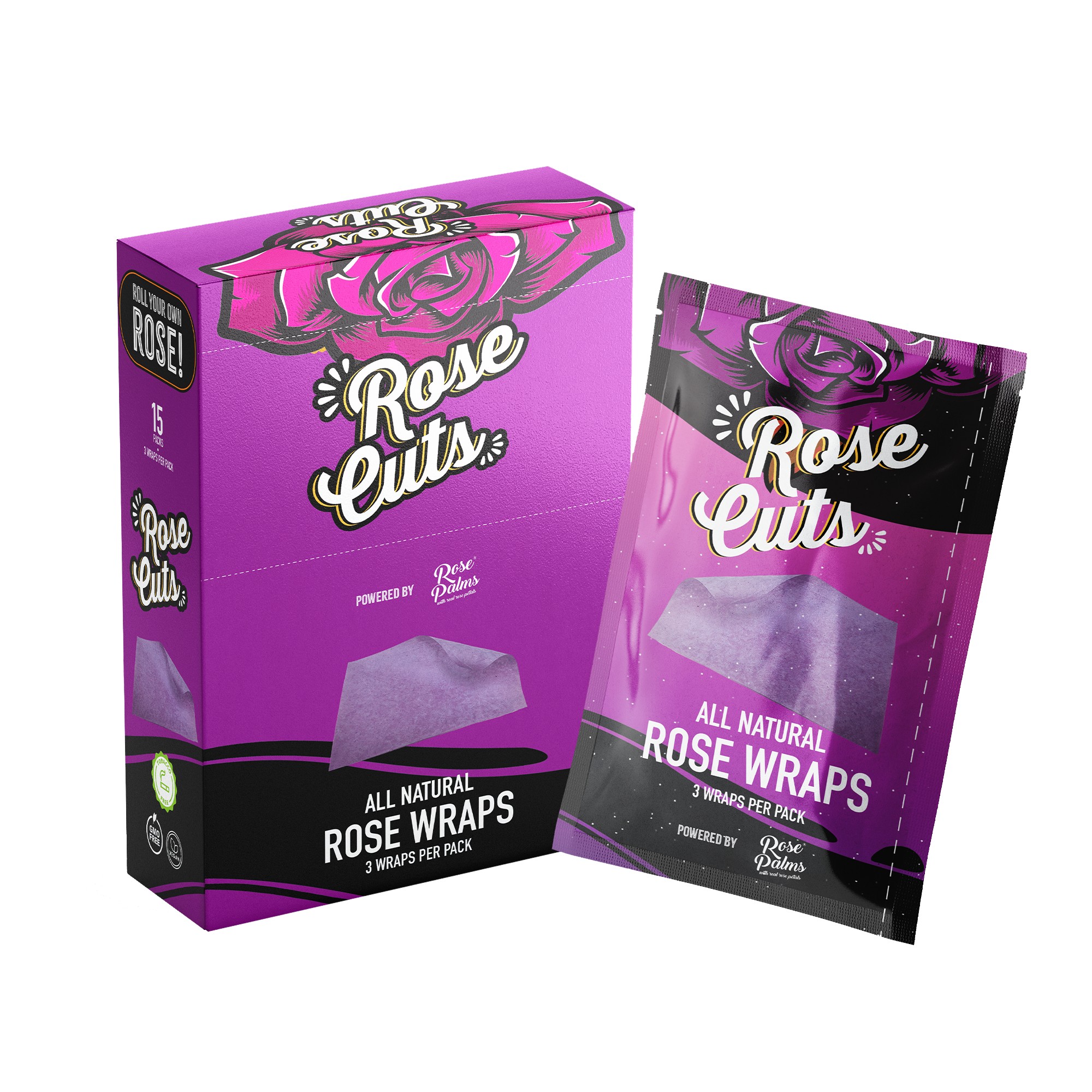 Rose Cuts by Rose Palms - Purple Rose Wraps 3pk Display Box 15CT, thc ...