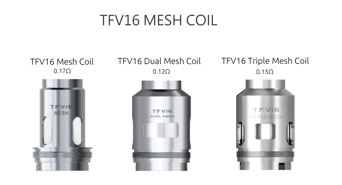 SmokTech TFV16 Mesh 3pk Coils, smok, tfv16 tank, mesh 0.17 ohm, dual ...