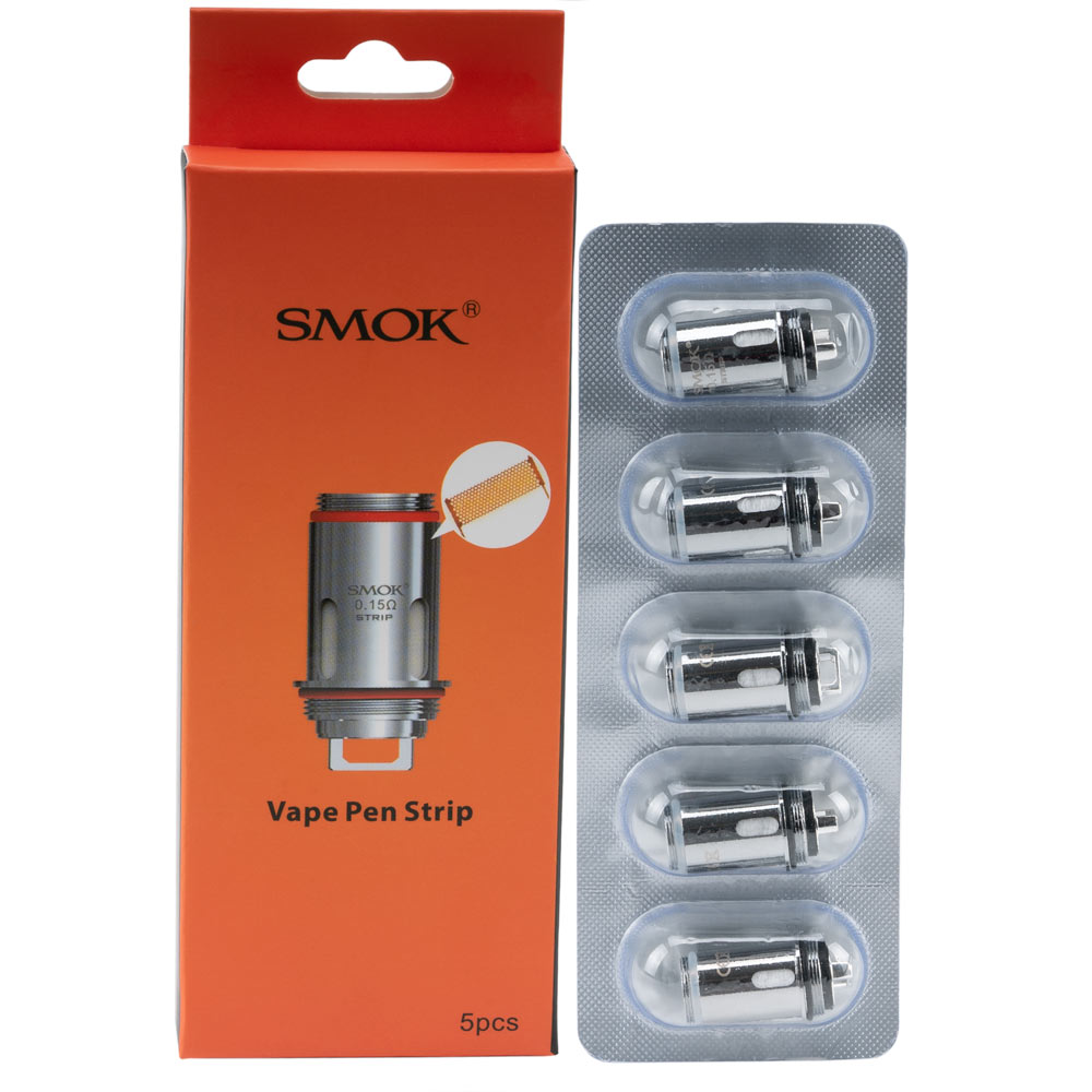 SmokTech Vape Pen 22 Coils 5pk, 0.3 Ohm Dual, X4 Quad, strip, MESH
