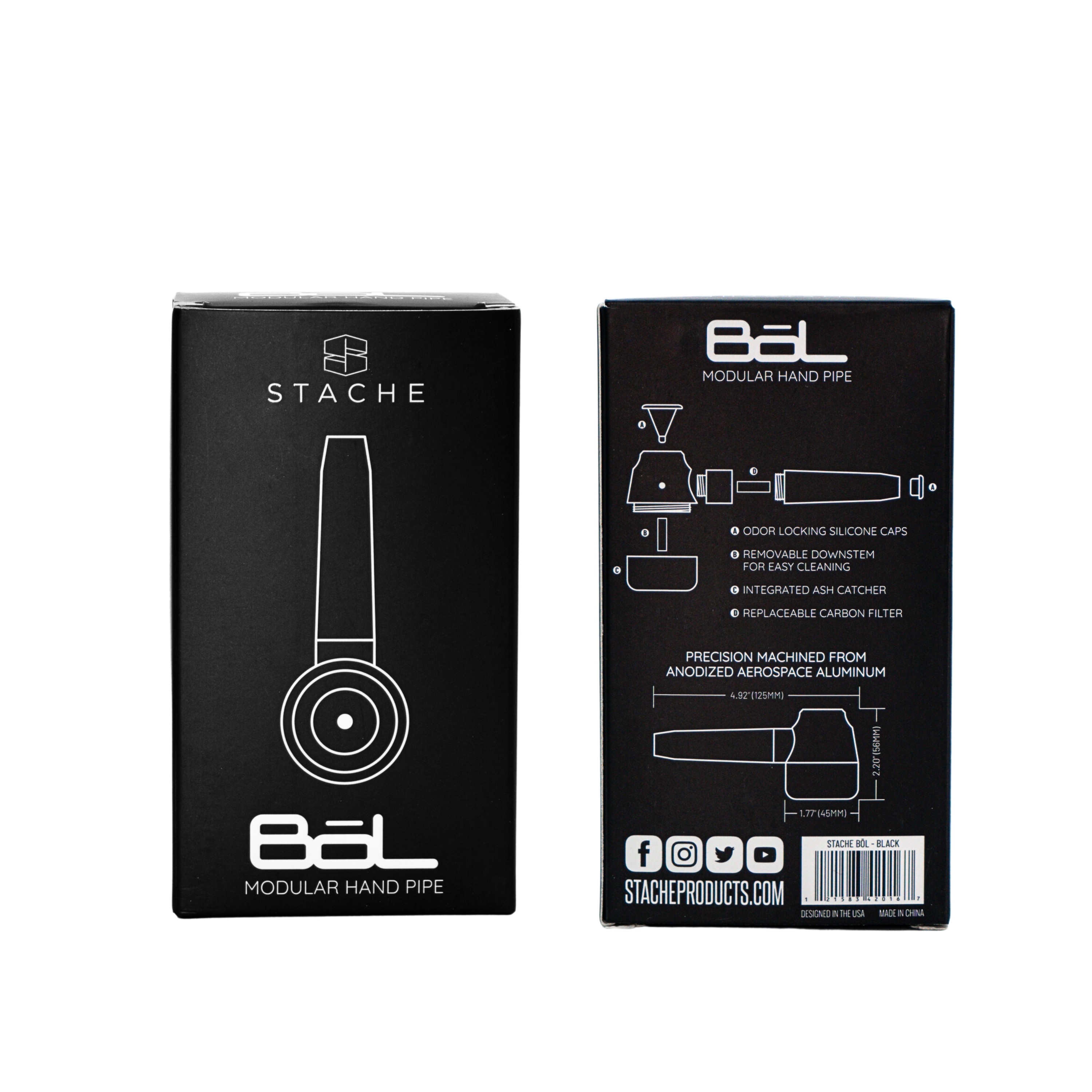 Stache Bol Modular Hand Pipe, stache products, bol carbon filters, thc ...