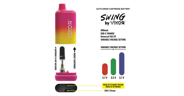 SWING by Vixor Cartridge Battery Display Box 10CT, thc, wax, dab ...