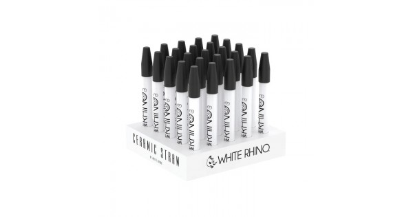 White Rhino White Ceramic Dab Straw w/ Silicone Cap Display 25CT, thc ...