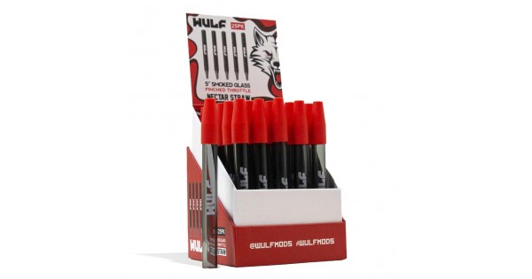 Wulf Smoked Glass Pinched Throttle Nectar Straw Display Box 25CT, wulf ...