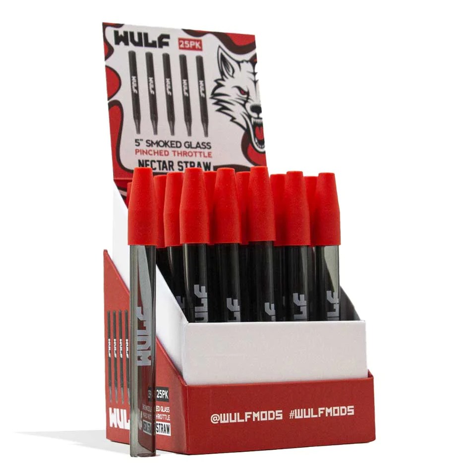 Wulf Smoked Glass Pinched Throttle Nectar Straw Display Box 25CT, wulf ...